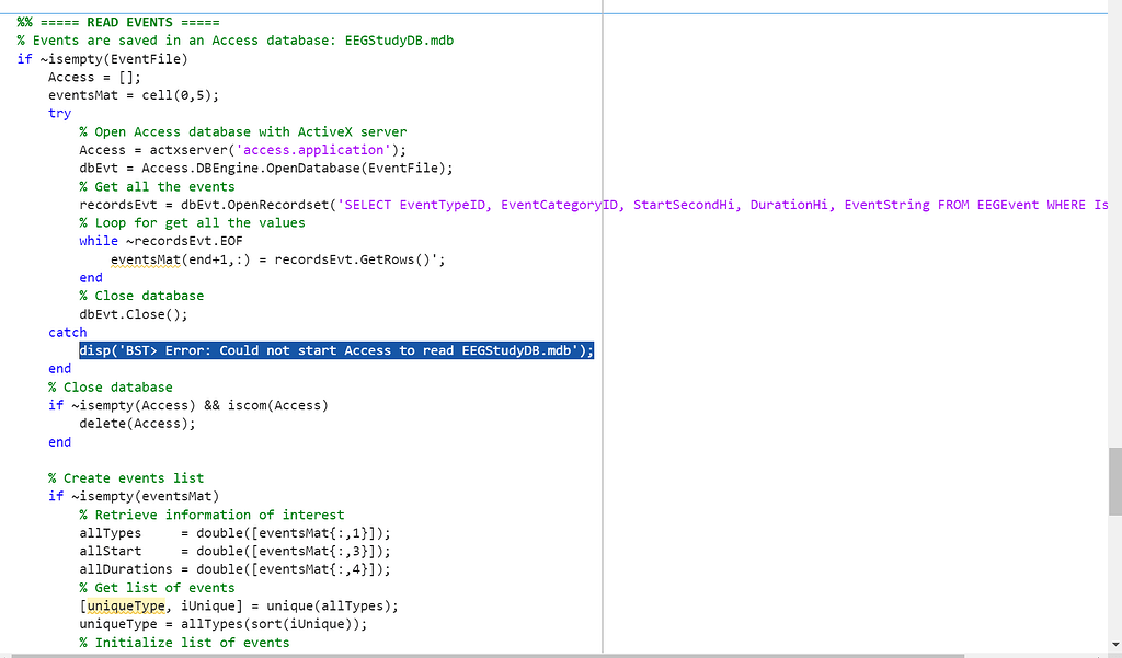 Script importing the Compumedics ProFusion Sleep raw file (.rda) in compiled Brainstorm version ...