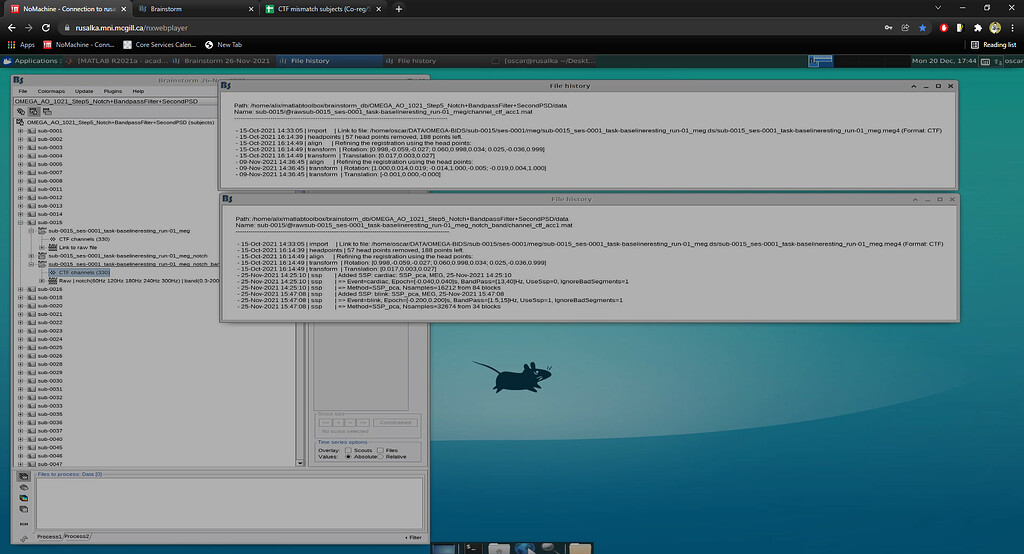 Late edits to MRI-MEG co-registration (post SSP projectors): mismatch ...